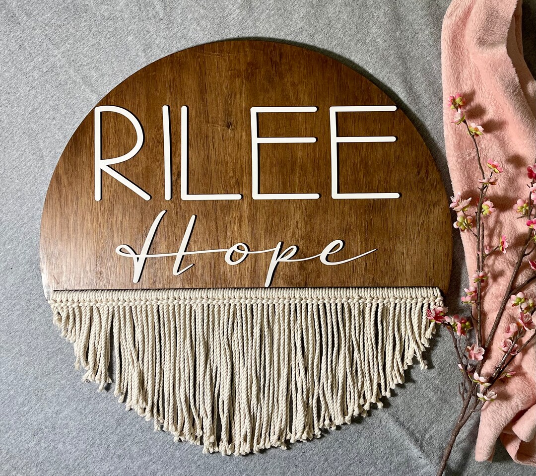 Name Sign for Nursery, Macrame Name Sign, Name Sign for Girl Nursery ...