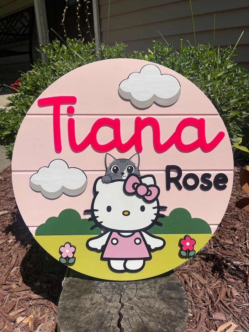 Handmade Hello Kitty Nursery Name Sign, 3D Custom Design - Etsy