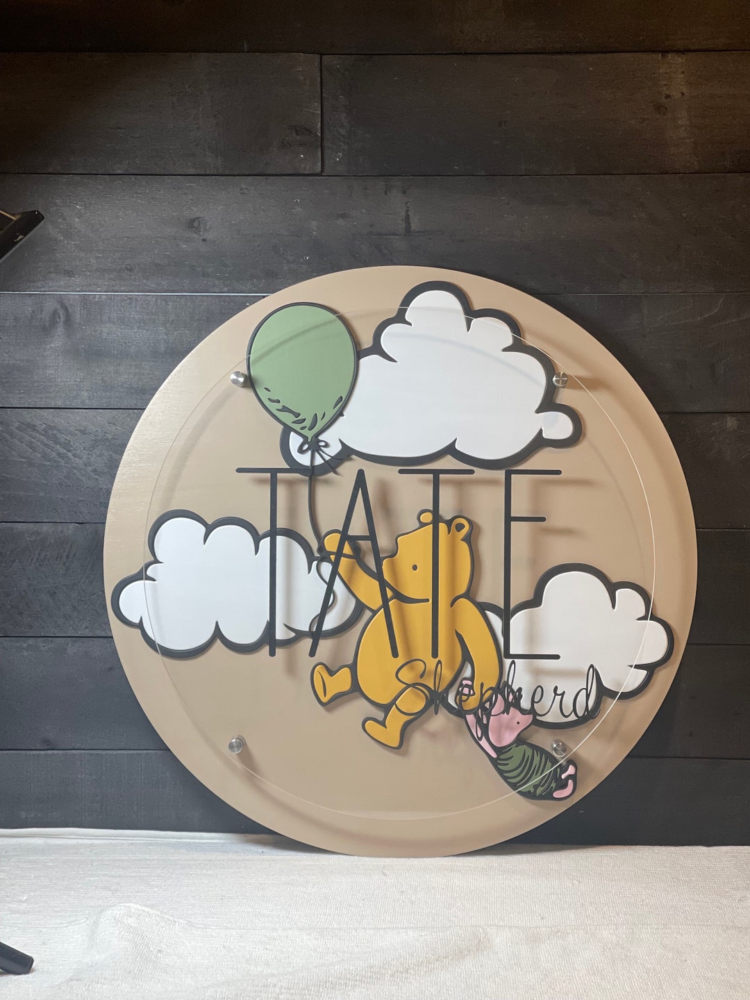 Handmade Winnie the Pooh Nursery Name Sign, 3D Wood Decor - Etsy
