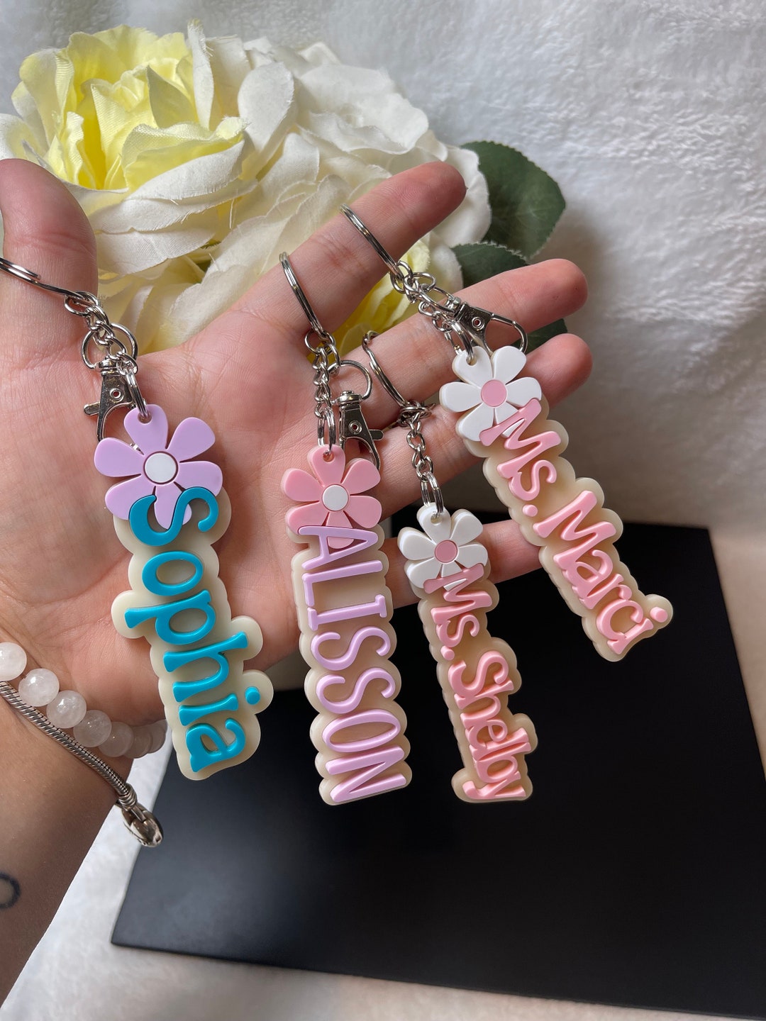Custom Name Keychains- Backpack Name Tags- Acrylic Keychain- Diaper Bag ...