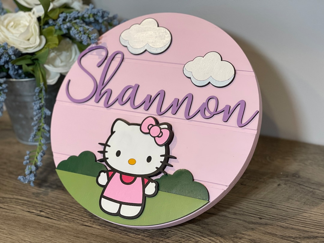 Hello Kitty Name Sign, Hello Kitty Nursery Name Sign, Hello Kitty Round ...