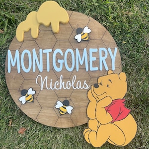Winnie the Pooh, Pooh Bear, Nursery Name Sign, Wood Name Sign, Winnie ...