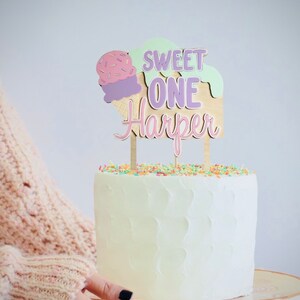 Sweet One Cake Topper, Adorable First Birthday Decoration, Ice Cream ...