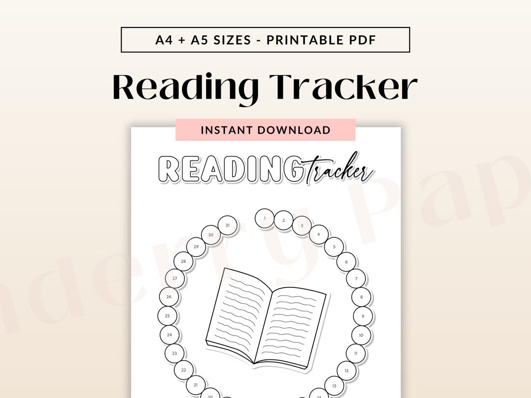 Printable Reading Tracker, Monthly Book Log, Reading Habit Tracker, 30 ...