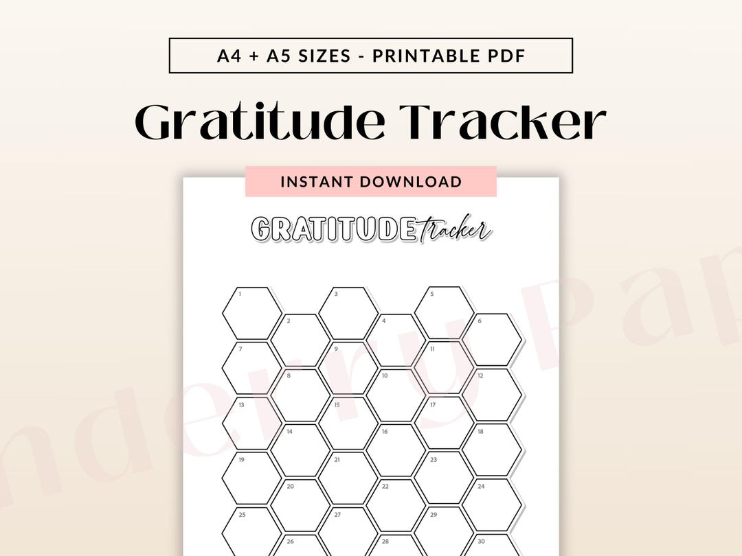 Gratitude Tracker Printable, Wellness & Mental Health Planner, Habit ...