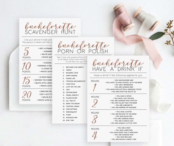 Rose Gold Bachelorette Party Games INSTANT DOWNLOAD Set of 3 | Etsy