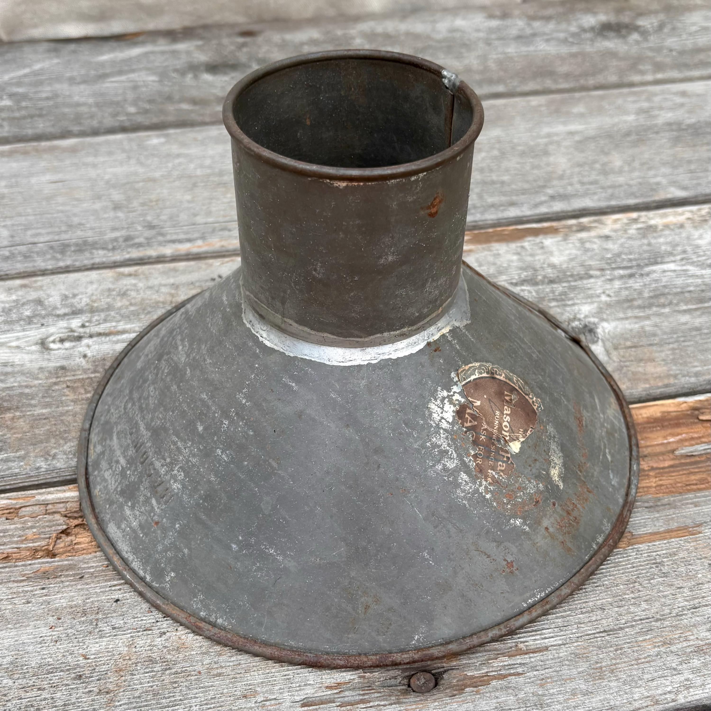 Vintage Mason Factory Galvanized Metal Funnel W/ Hanging Hook ...