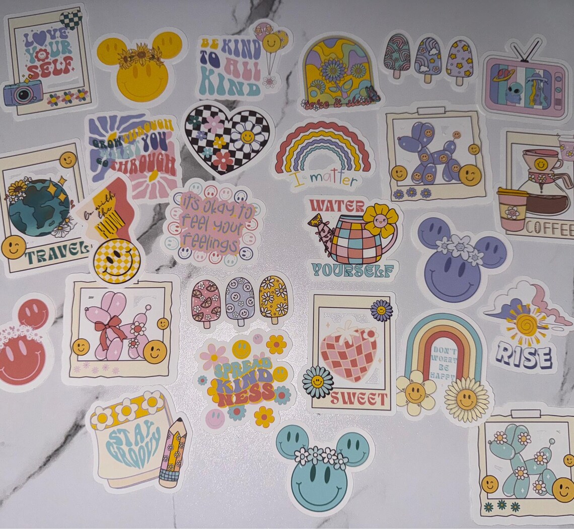 Groovy Aesthetic Sticker Pack | Retro 70s Vinyl Stickers | Hippie Boho ...