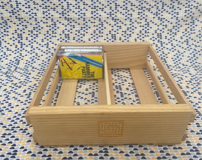 Napa Valley Wood Cassette Rack Doublewide Tape Storage Vintage Music ...