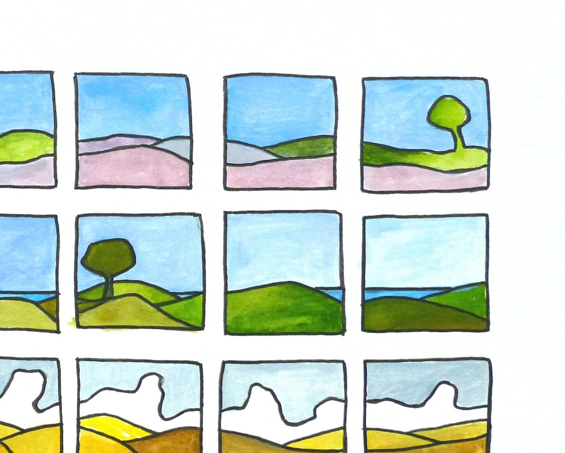 Colourful Landscape Series Grid Style. - Etsy