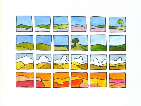 Colourful Landscape Series Grid Style. - Etsy