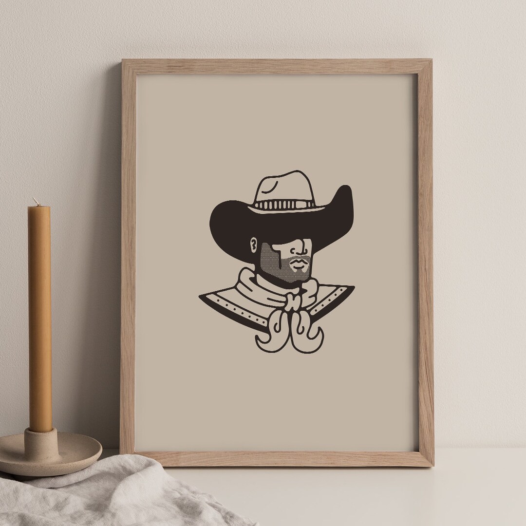 Faceless Cowboy Wall Art, Printable Art, Desert Art Print, Downloadable ...