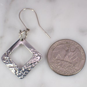 Vintage Sterling Silver Textured Square Drop Dangle Earrings - Etsy