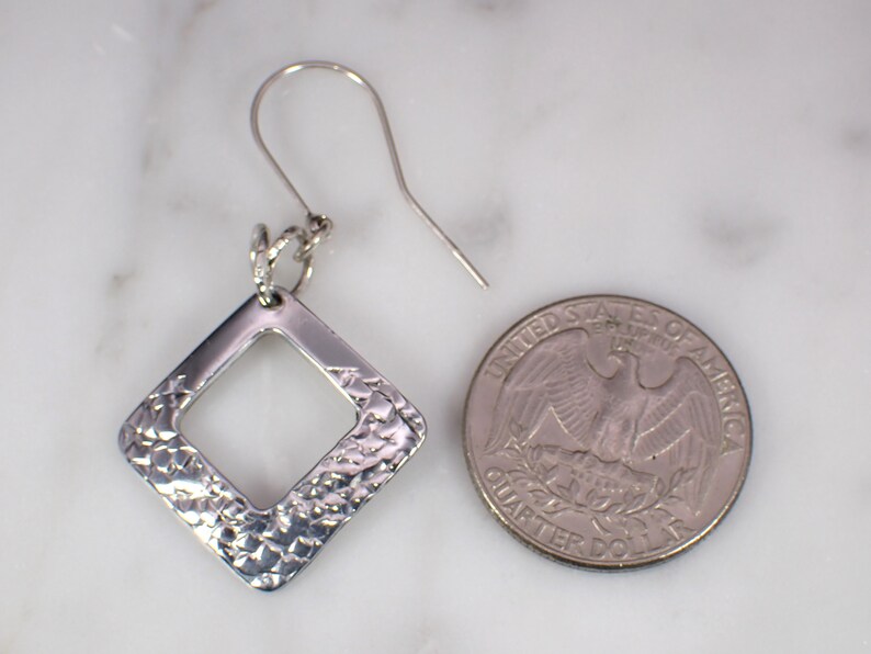 Vintage Sterling Silver Textured Square Drop Dangle Earrings - Etsy