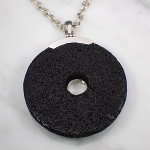 Vintage Sterling Silver Large Black Lava Stone Disc Pendant Necklace - Etsy