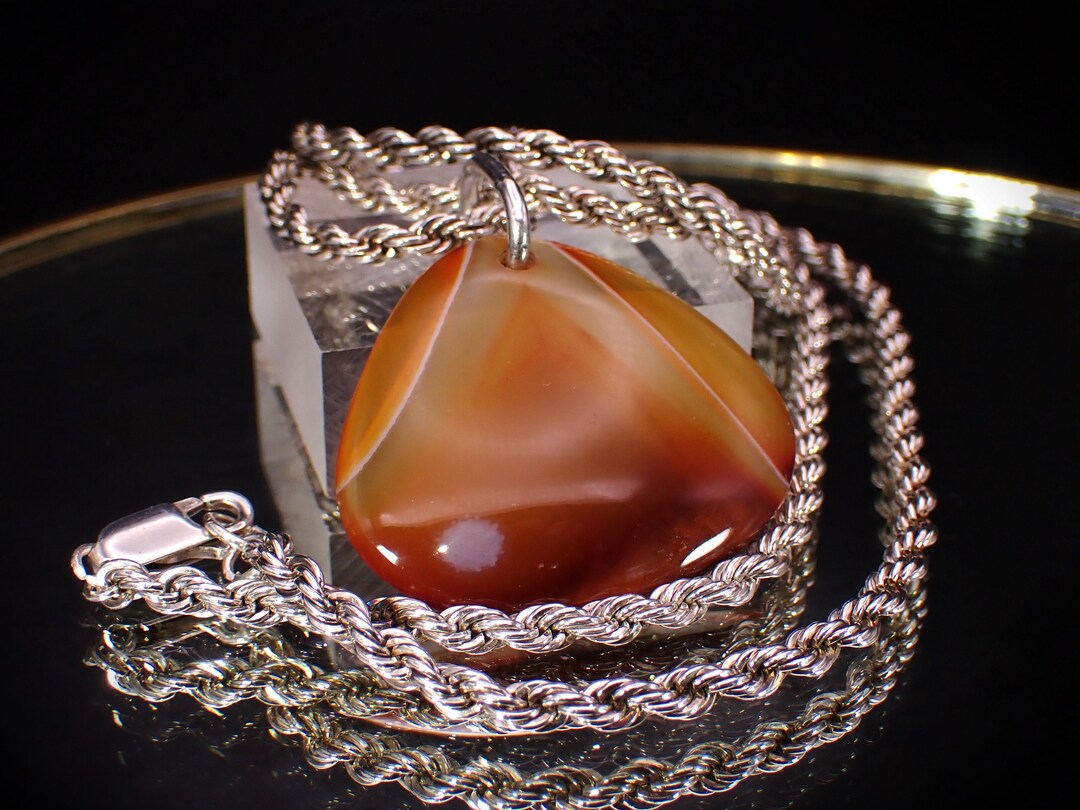 Vintage Sterling Silver 3mm Rope Chain Polished Red Banded Agate ...
