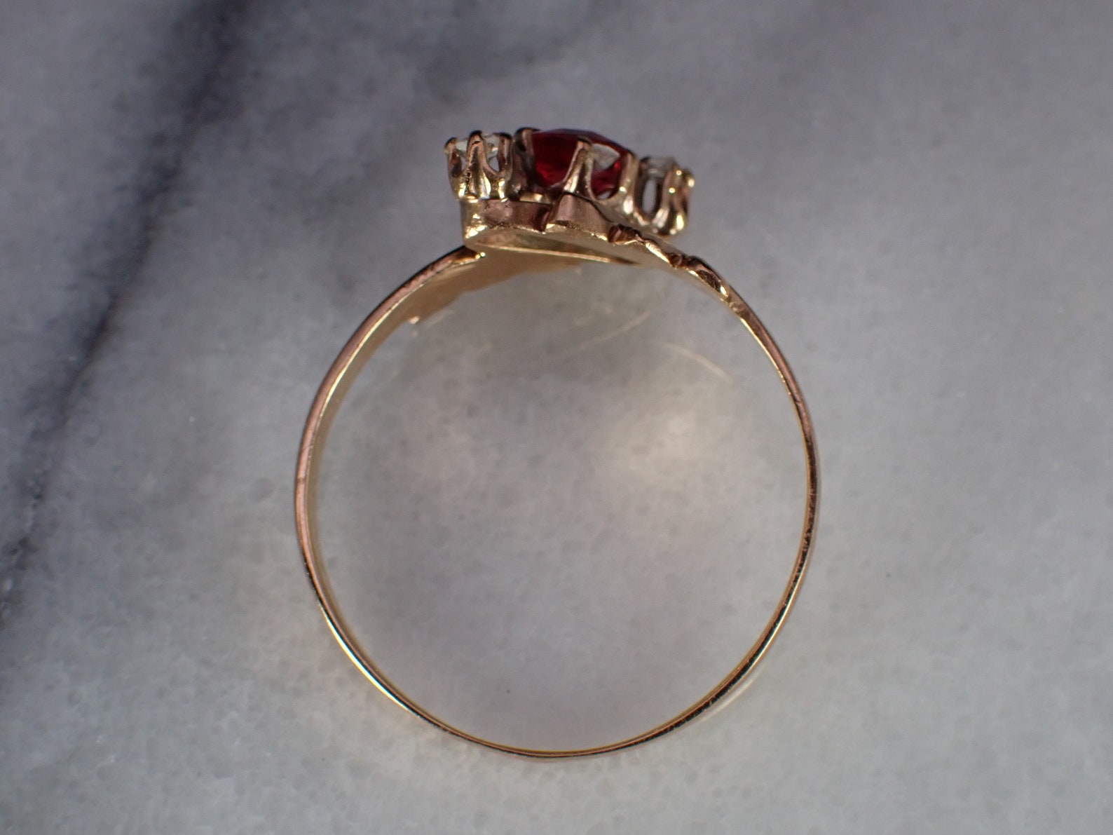 Antique Victorian 14K Rose Gold Rose Cut Garnet & Diamond Ring - Etsy