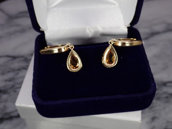 Vintage 10K Yellow Gold Natural Citrine Pear Shape Dr… - Gem