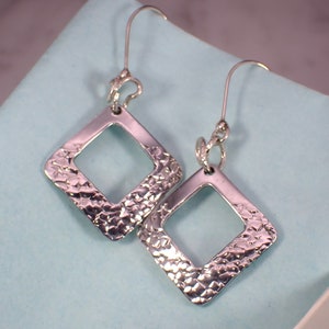 Vintage Sterling Silver Textured Square Drop Dangle Earrings - Etsy