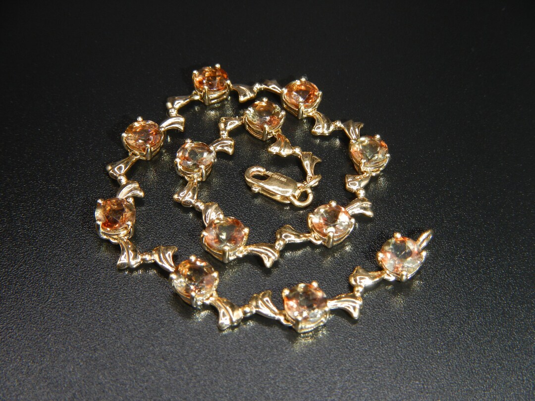 Vintage 10K Yellow Gold Natural Andalusite Tennis Bracelet Fine Jewelry ...