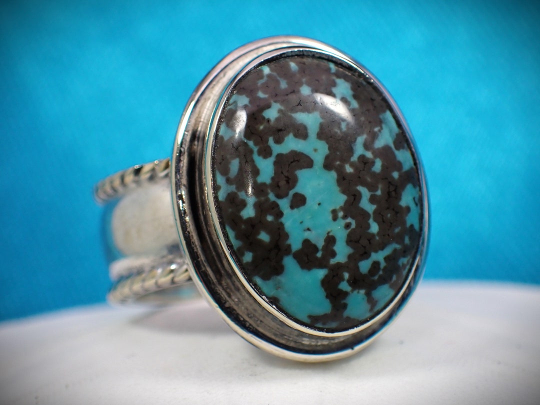 Bisbee Turquoise Unsigned Vintage Sterling Silver Chunky Wide Band ...