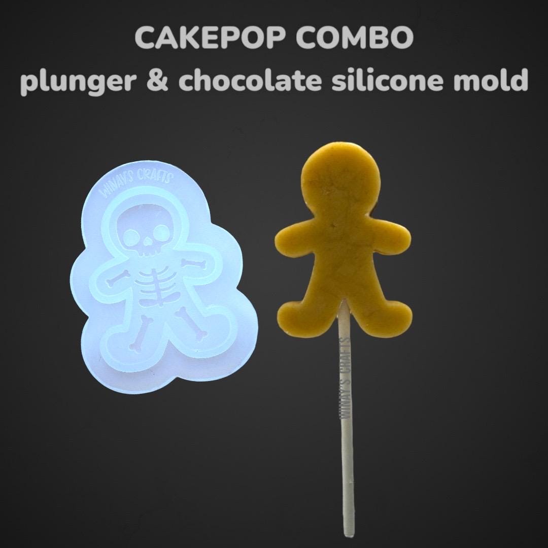 Cake Pop Mold/plunger GINGERGREAD SKELETON (COMBO Cakepop Plunger ...