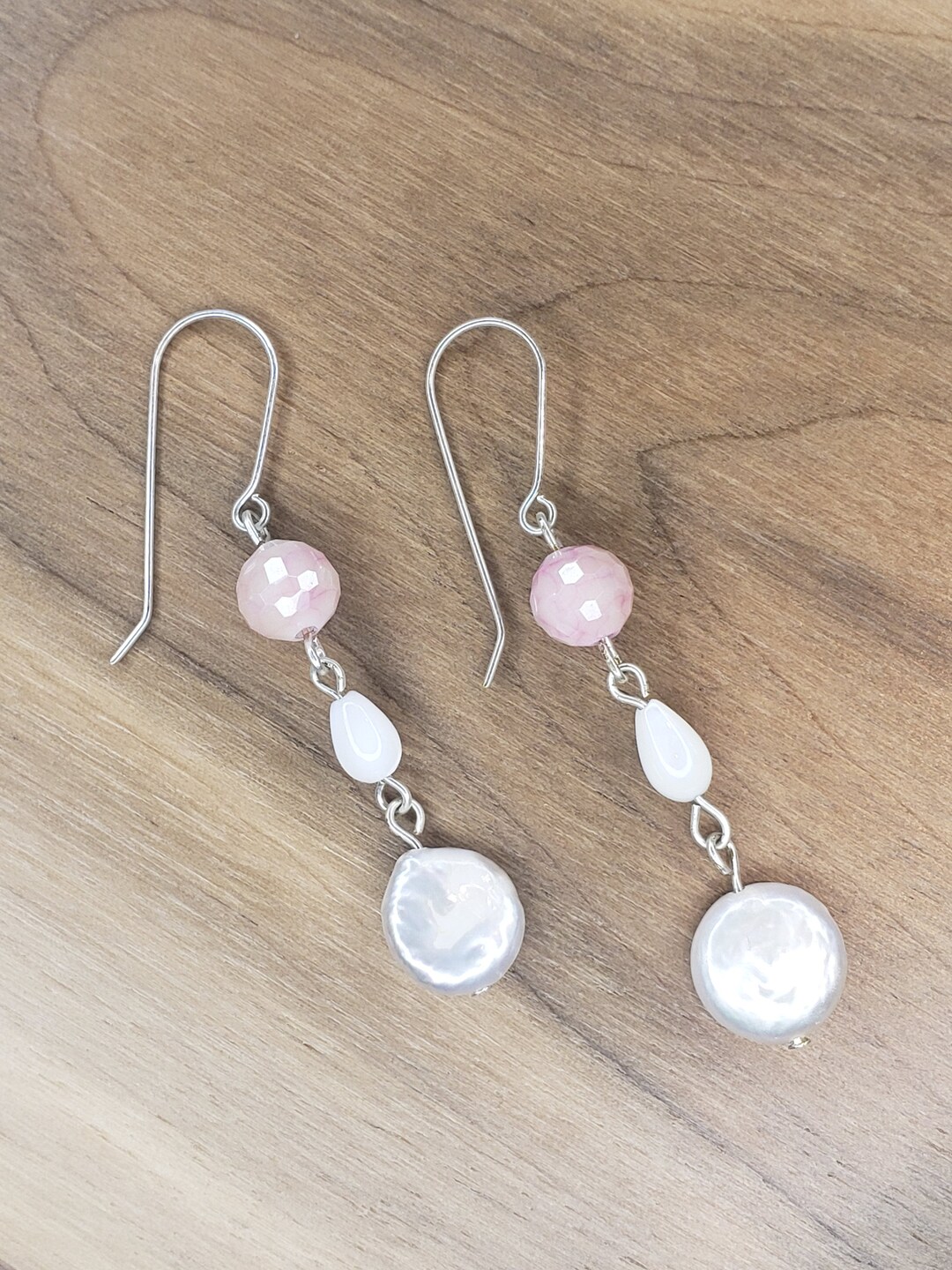 Cultured Pearl, Shell & Pink Glass - Etsy