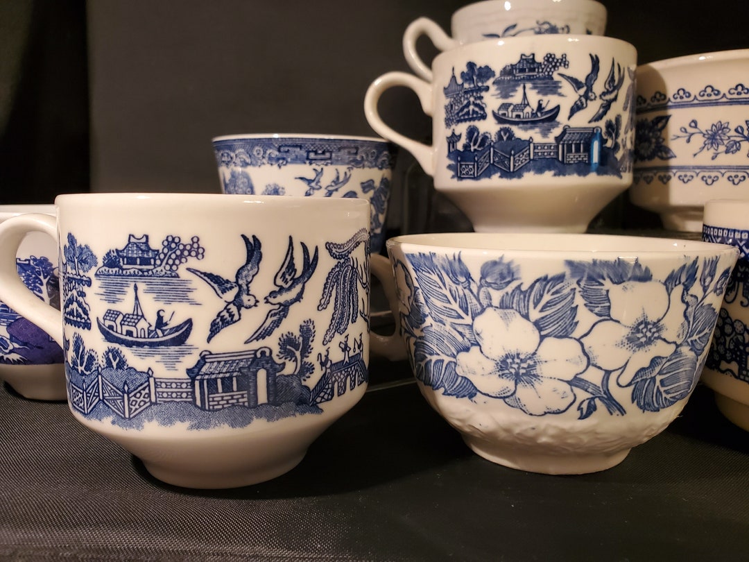 10 Vintage Blue Tea Cups - Etsy