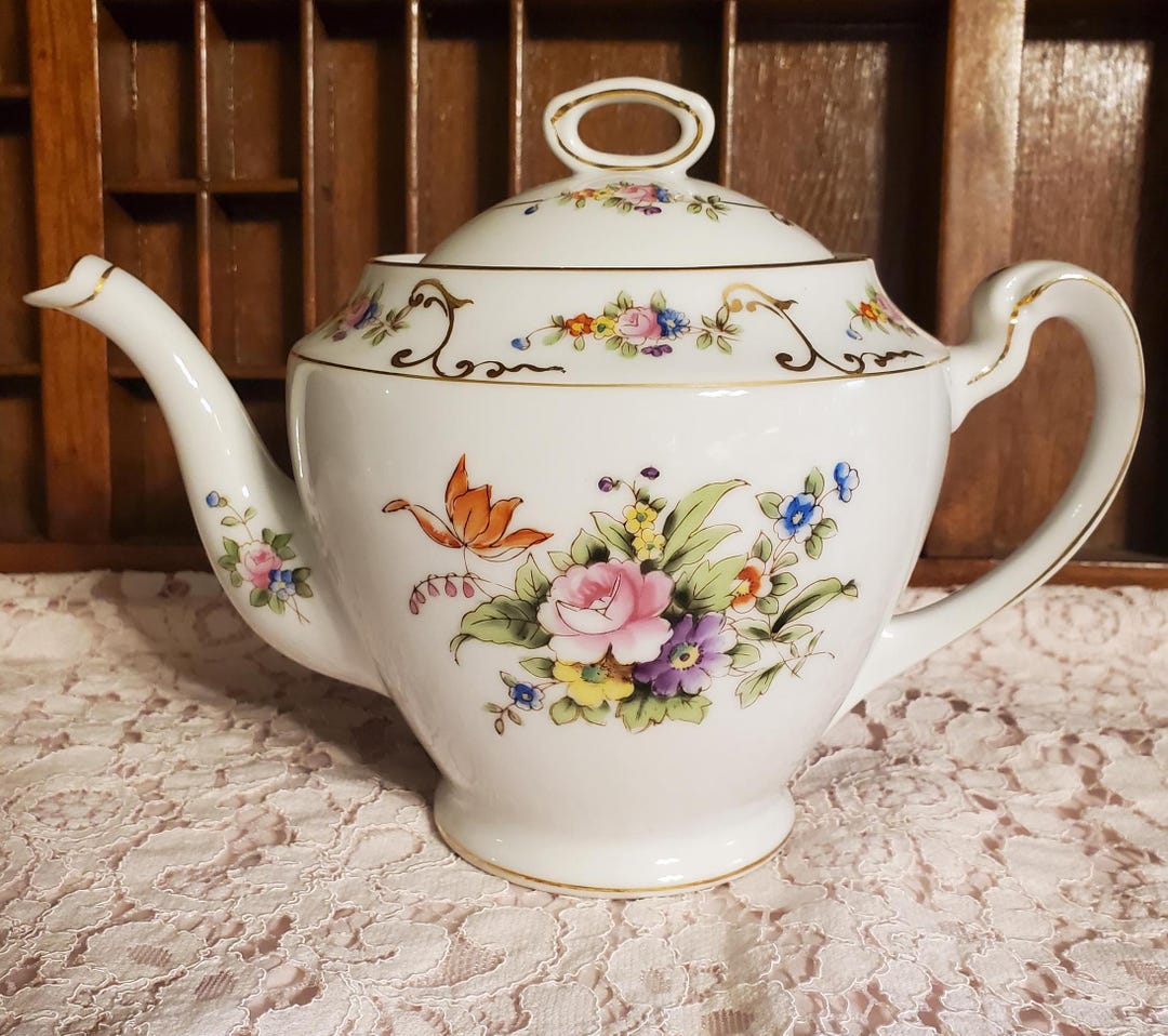 Noritake Handpainted Floral Tea Pot With Gold Trim - Etsy