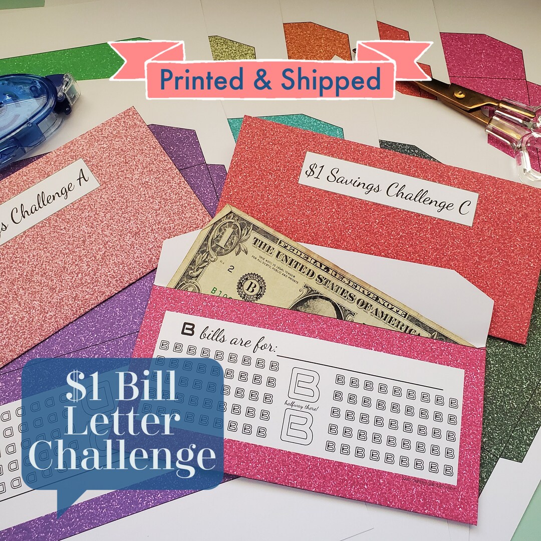 Dollar Bill Letter Challenge Cash Envelope A6 Wallet Budget Low Income ...