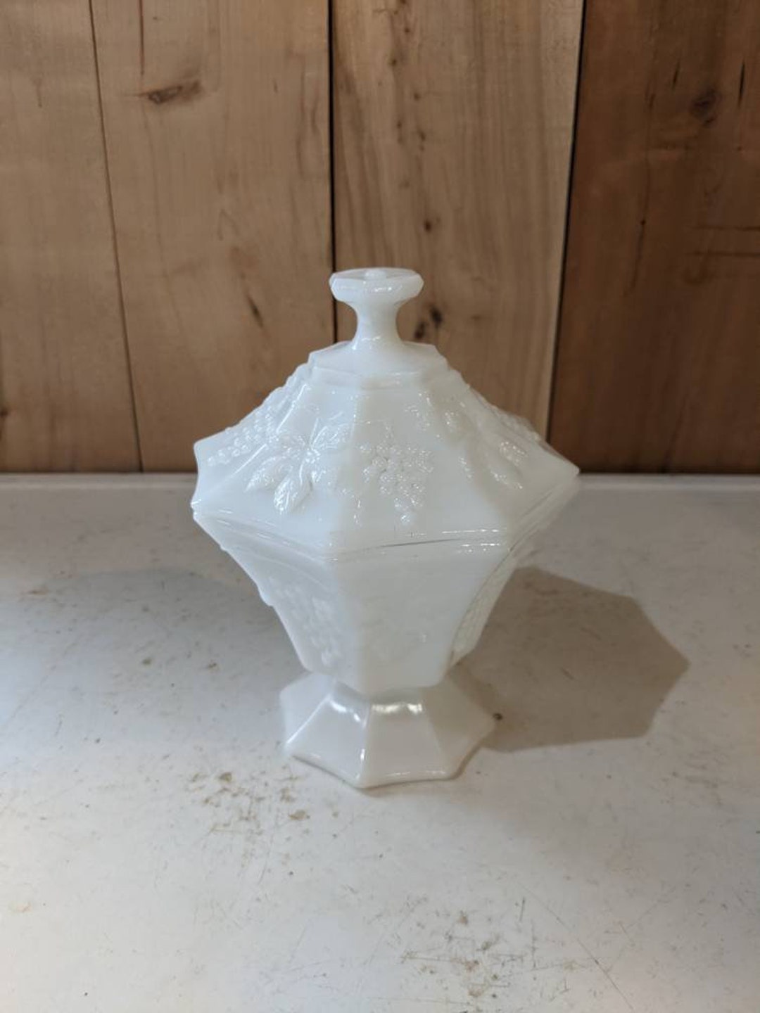 Milk Glass Candy Dish With Lid- White Compote - White Candy Dish ...