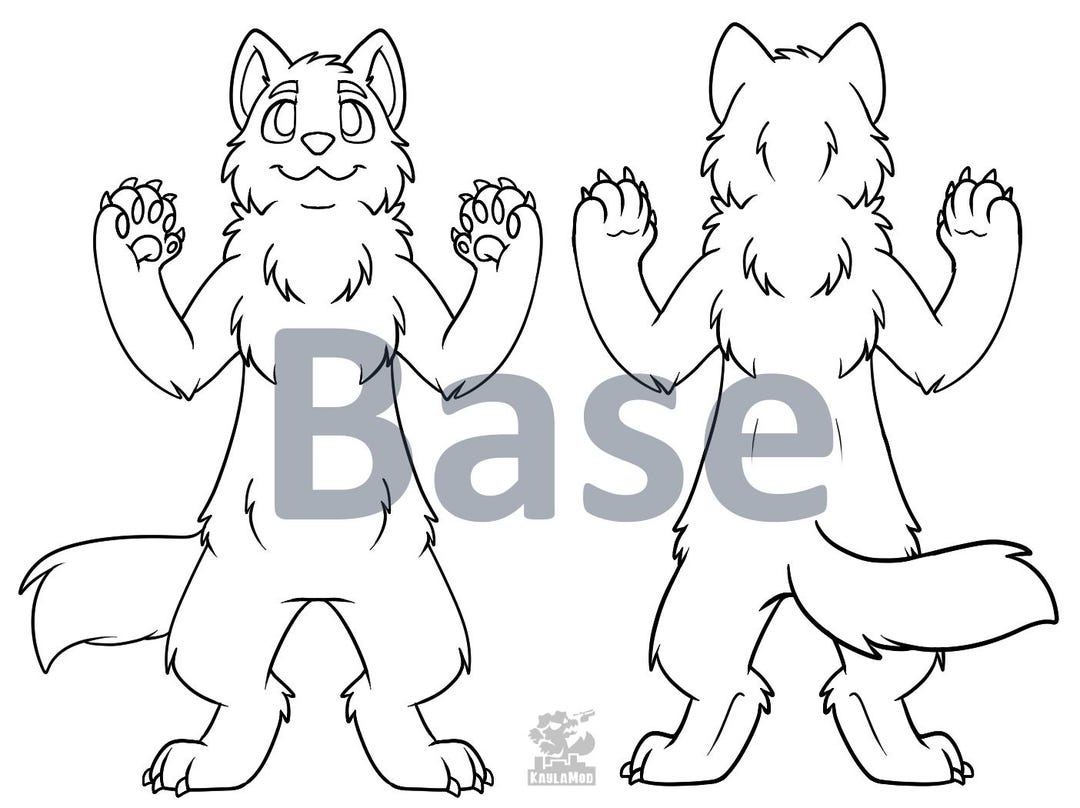 Wolf Base | Furry Line Art | Ref Sheet | DIY Fursona Art - Etsy Australia