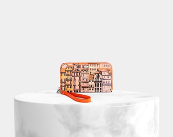 Cork Zip-around Wallet With Porto Print & Leather Grip - Etsy