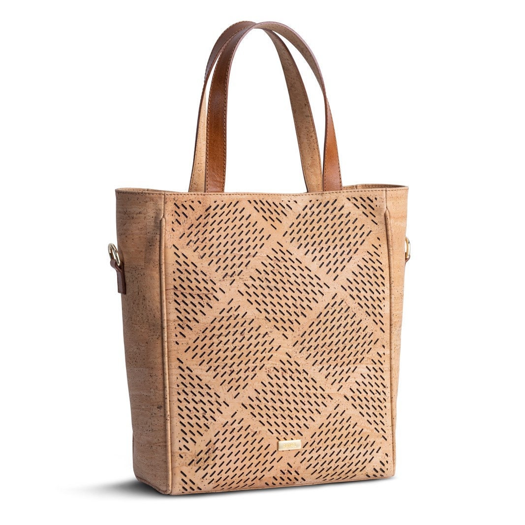 Natural Tall Cork Tote Bag Texture Detail, Woman Cork Tote Bag, Cork ...
