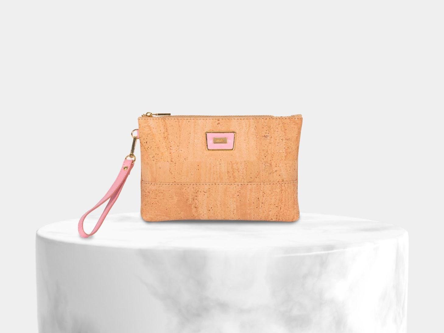 Cork Clutch and Belt Bag, Leather Handle, Natural Cork & Leather, Woman ...
