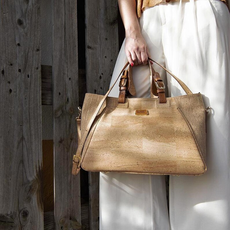 Natural Cork Tote Bag, Bag Natural Cork, Woman Bag, Cork Shoulder Bag ...