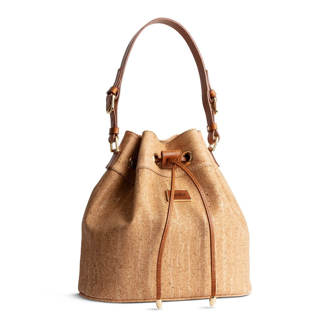 Cork Gold Bucket Bag, Cork Shoulder Bag, Cork Woman Bag, Cork Handbag ...