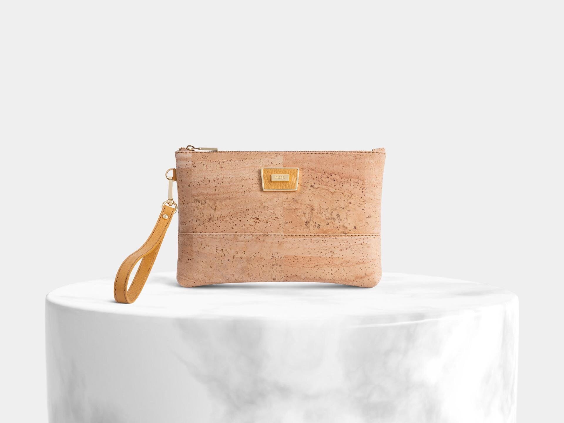Cork Clutch and Belt Bag, Leather Handle, Natural Cork & Leather, Woman ...