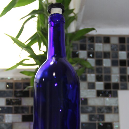 750 Ml Blue Cobalt Glass Solar Bottle Ho'oponopono - Etsy