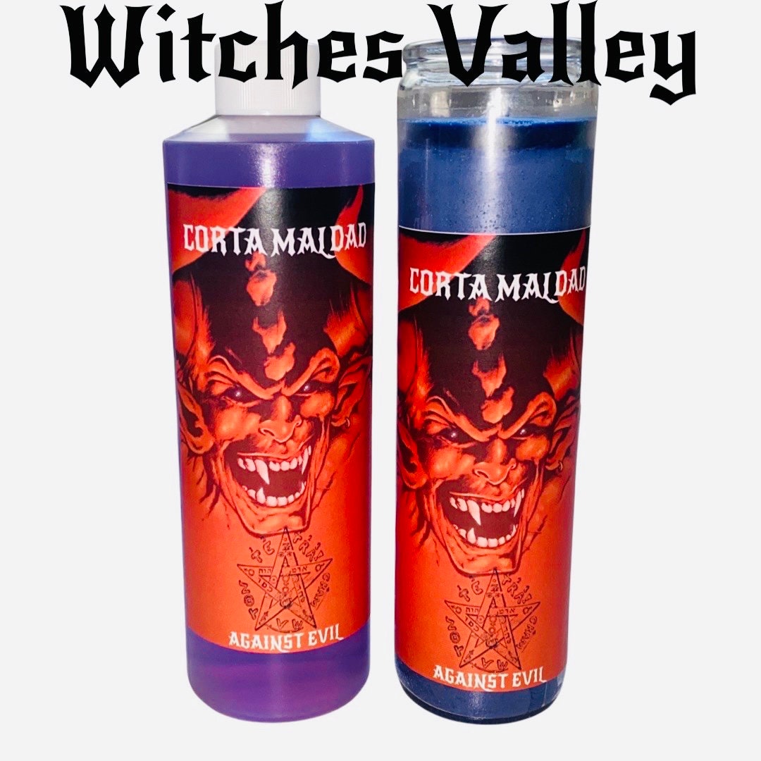 CORTA MALDAD SET - Contra Maldad Veladora + Agua Espiritual - Against ...