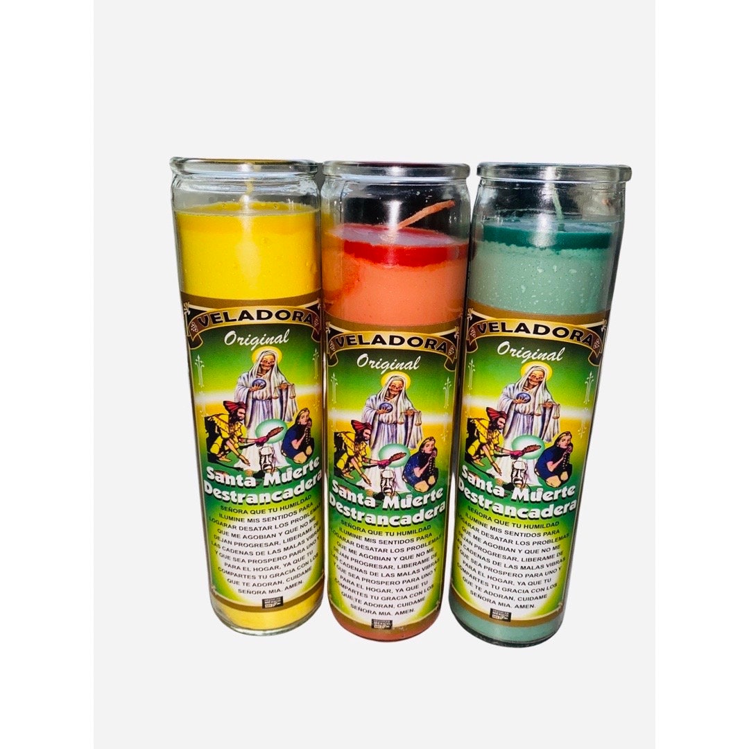 3x Set SANTA MUERTE DESTRANCADERA Veladora / Holy Death Block Buster ...