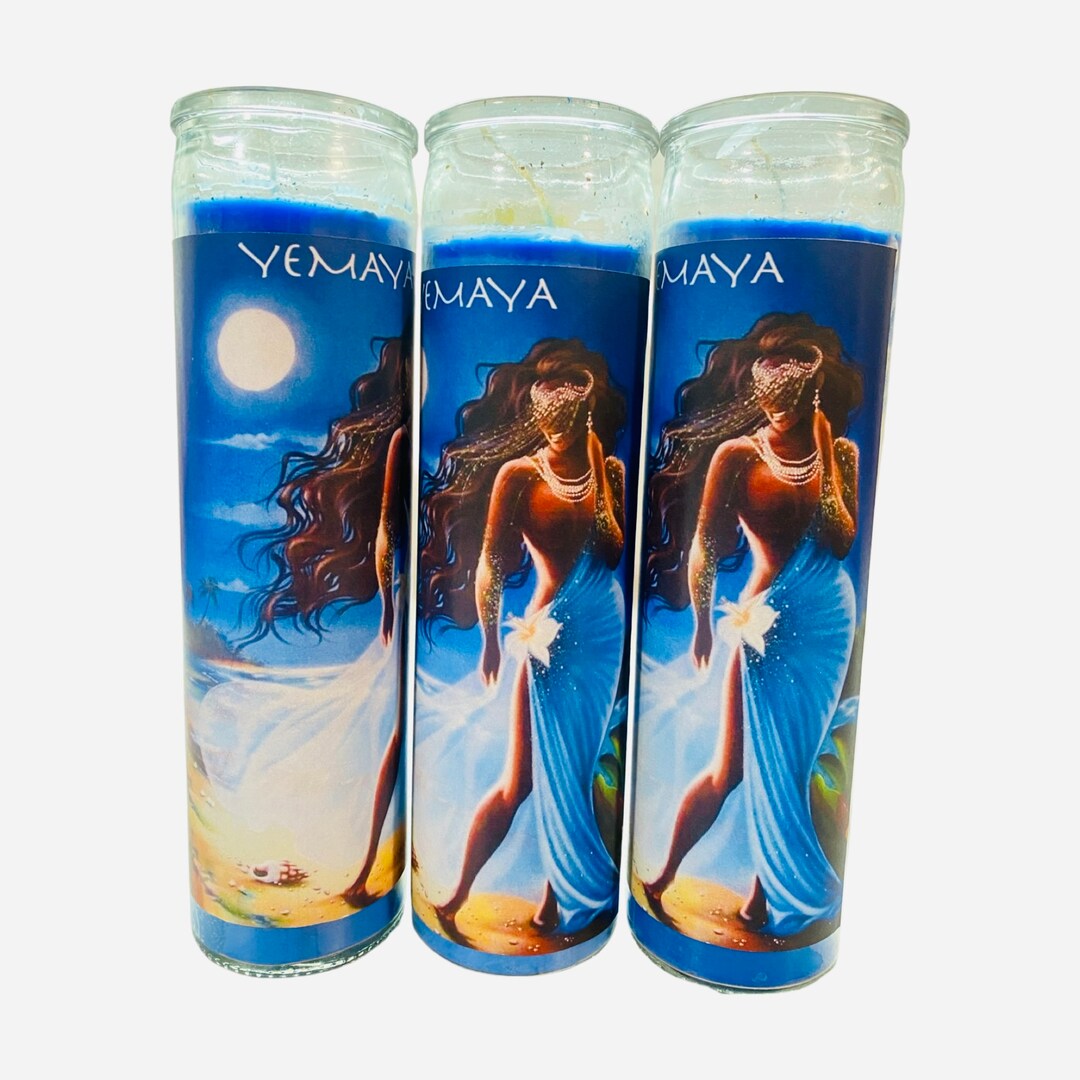 Yemaya Goddess of the Ocean Blue Candle + Yemaya Oil, Diosa Del Oceano ...
