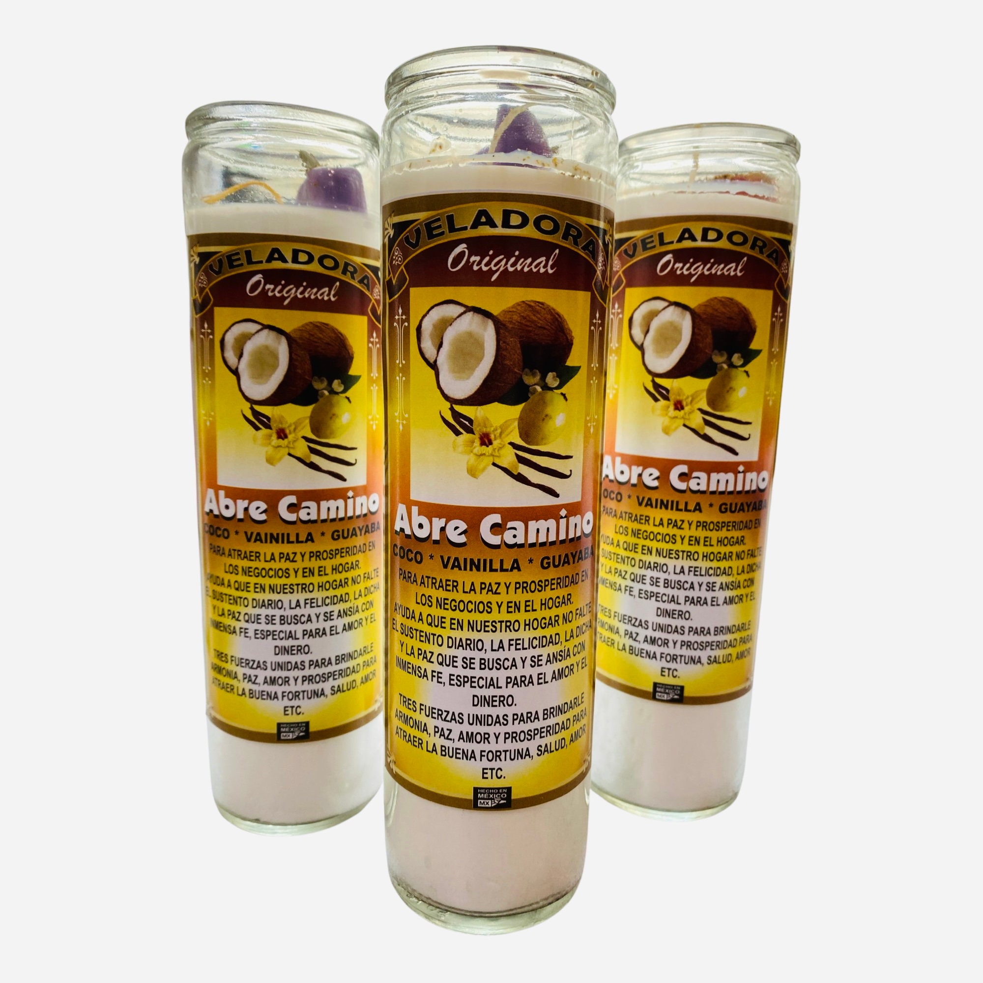 Abre Camino Coco, Vainilla y Guayaba Veladora, Open Road Dressed Candle ...