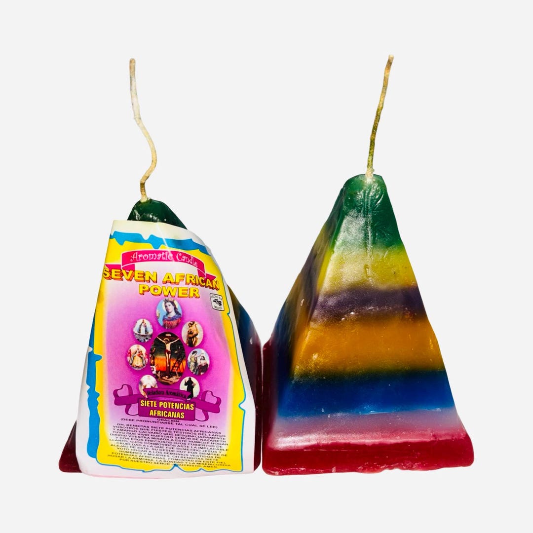 7 Potencias Africanas - 7 African Powers Pyramid 7 Color Candle - Vela ...