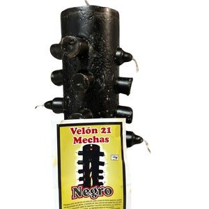 VELON DE 21 MECHAS Negro Tumba Trabajo - 21 Wicks Black Candle Remove ...