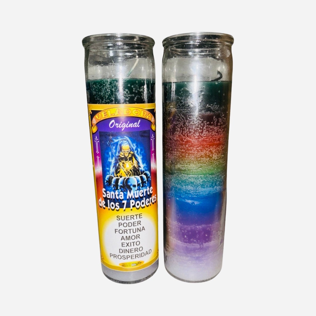 SANTA MUERTE De los 7 Poderes Veladora Holy Death 7 Powers Fixed Candle ...