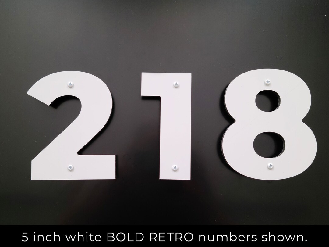 5 Inch White BOLD RETRO House Numbers for Modern Home Address - Etsy
