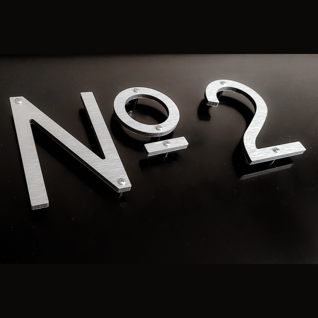 THIN MODERN House No. Letters in Brushed Silver, House Address Numbers ...