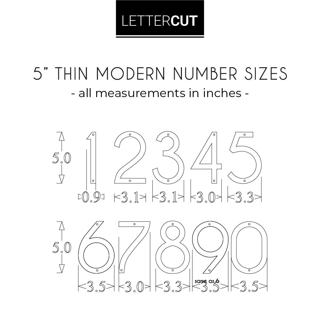 5 inch THIN MODERN House Numbers and Letters in matte black | Etsy