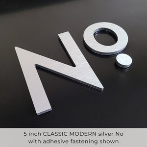 CLASSIC MODERN Brushed Silver No. Letters for Address Signs, House ...